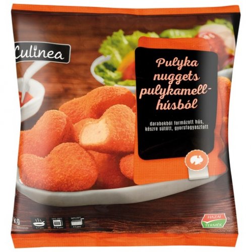 Culinea, panírozott pulyka nuggets, pulykamell húsból, formázott ...