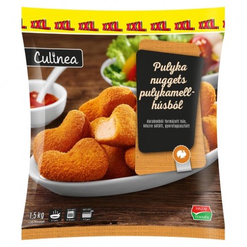 Culinea, panírozott pulyka nuggets, pulykamell húsból, formázott ...