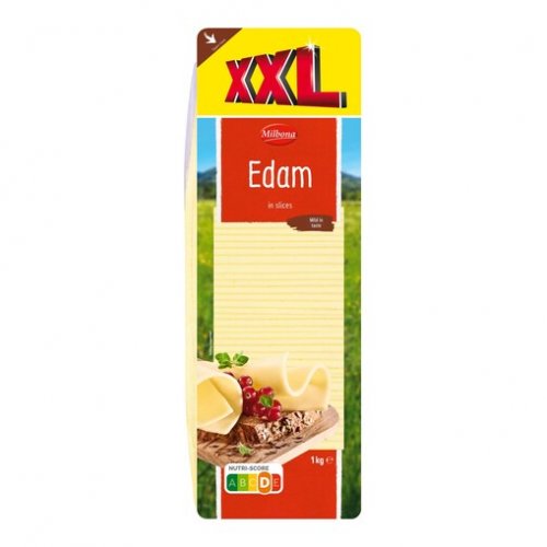 Milbona Szeletelt edámi sajt XXL, 1 kg 1 kilogramm | Cashmap.hu: akciók ...