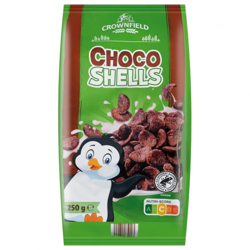 CROWNFIELD Choco Shells csokoládéízű gabonapehely 250 g 0.25 kilogramm ...