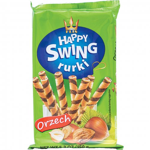 FLIS Happy swing rurki orzech Mogyorós ízű krémmel töltött ostyarúd 150 ...