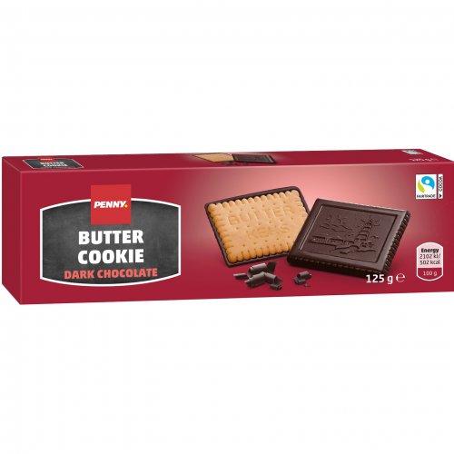 PENNY BUTTER COOKIE Dark Chocolate Vajas keksz tejcsokoládéval 125 g 0. ...