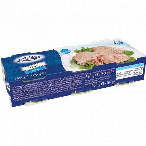 Gran Mare tonhal, egész szelet, saját levélben, konzerv, 3 x 70 g / 56 ...