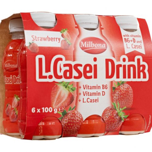 Milbona L.Casei Zsírszegény epres joghurtital, hozzáadott D és B6 ...