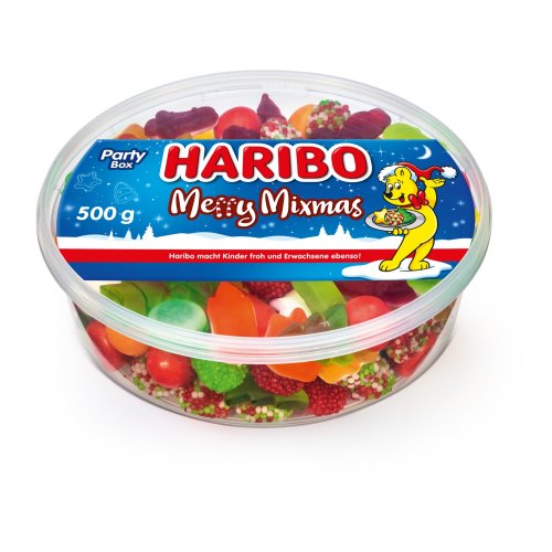HARIBO Merry Mixmas, gumicukorka műanyag dobozban, 500 g 0.5 kilogramm ...