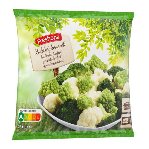 Freshona, Brokkoli-Karfiol mix, gyorsfagyasztott, 450 g 0.45 kilogramm ...