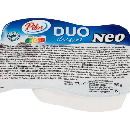 Pilos Duo Desszert Neo, kétkamrás joghurt, Vaníliaízű joghurt 11% külön ...