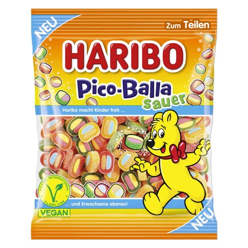HARIBO Pico Balla Sauer gumicukorka, savanyú, gyümölcs ízű, kandírozott ...