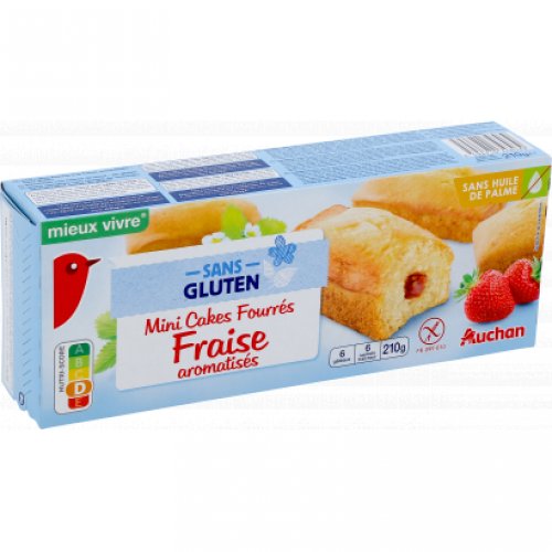 Auchan Nívó mini süti epres gluténmentes 6 db 210 g 0.21 kilogramm ...