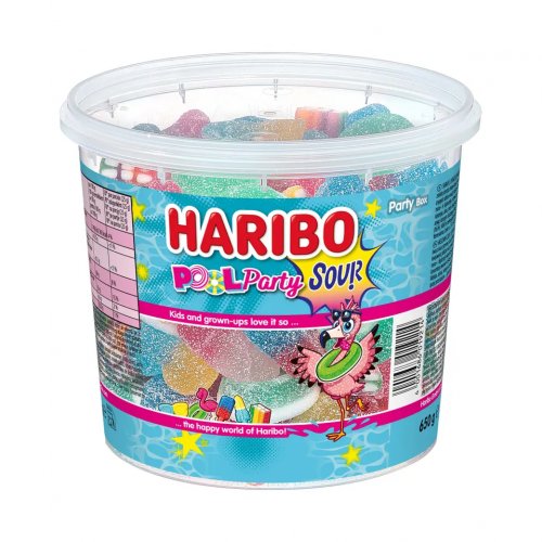 Haribo Pool Party Gumicukor party box, vödrös, 650 g 0.65 kilogramm ...
